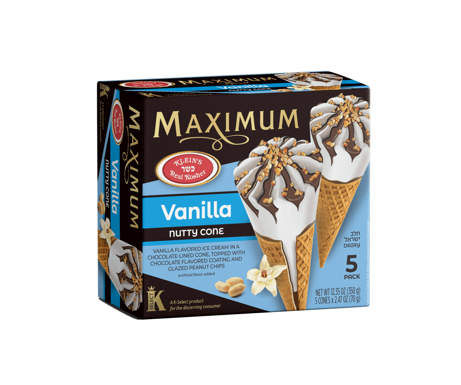 Maximum Vanilla Nutty Cone - Kosher Ice Cream