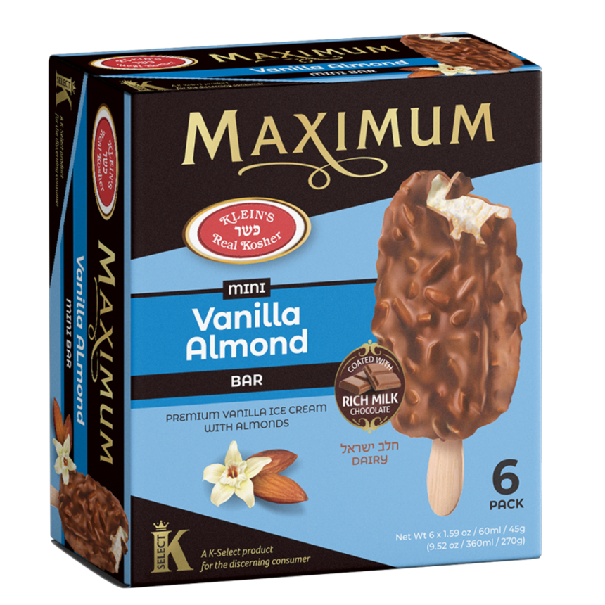Maximum Mini Vanilla Almond Bar - Kosher Ice Cream